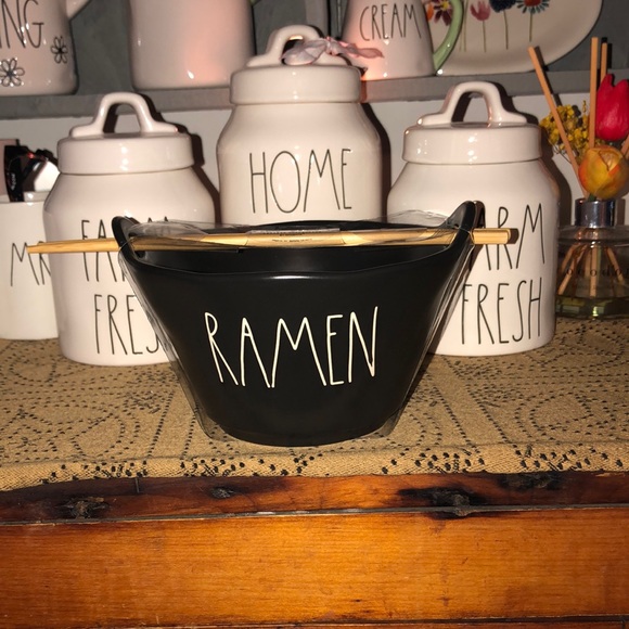 Rae Dunn | Dining | Rae Dunn Ramen Bowl With Wood Chopsticks Black ...